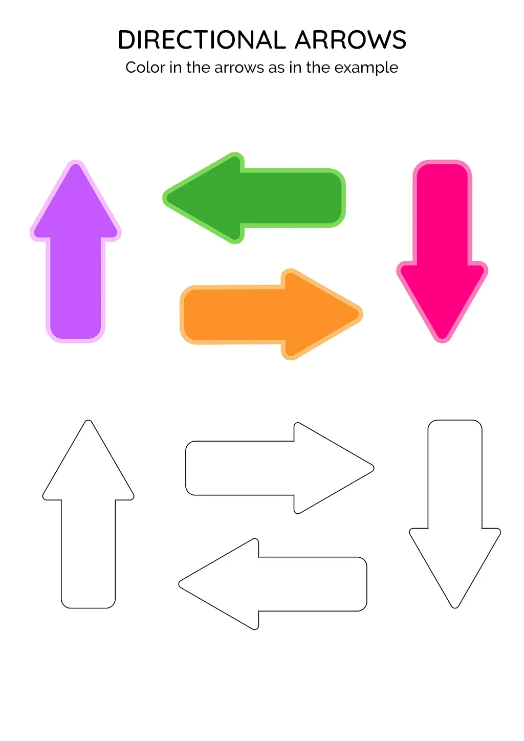 Directional Arrows Coloring Activity for 4-Year-Olds - Colorful ...